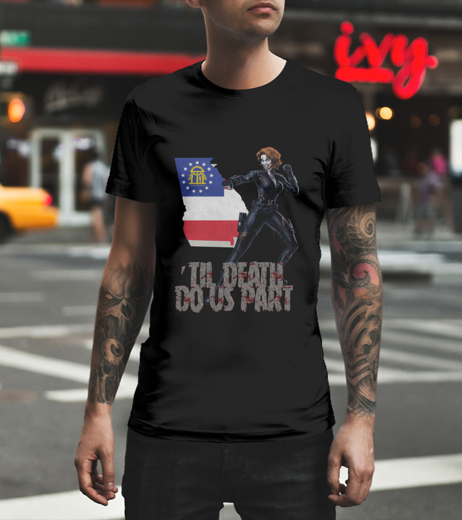 Georgia Flag Black Widow 'Til Death Do Us Part T-Shirt
