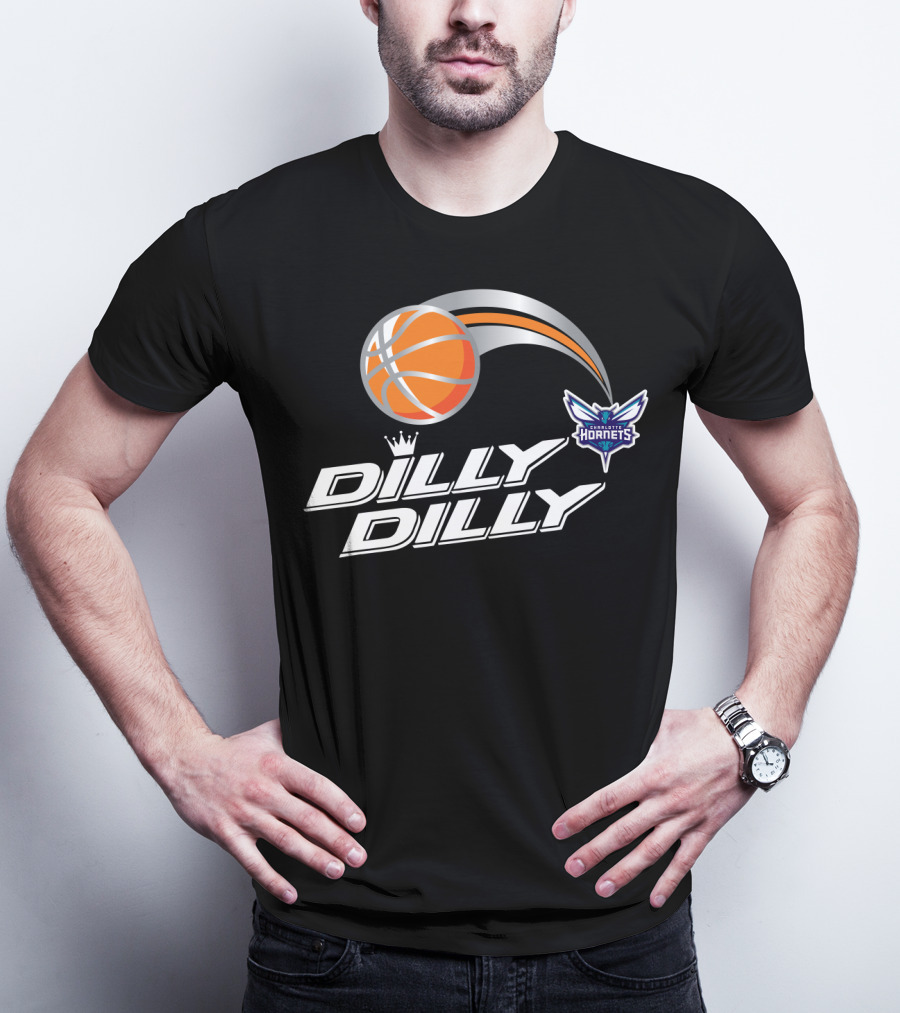 Charlotte Hornets Dilly Dilly Basketball Logo With Orange Ball And Crown T-Shirt