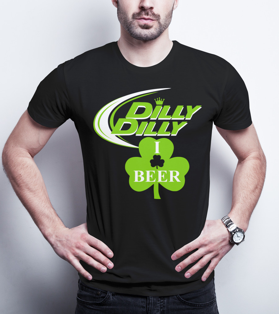 Dilly Dilly I Shamrock Beer Green Clover With Crown T-Shirt