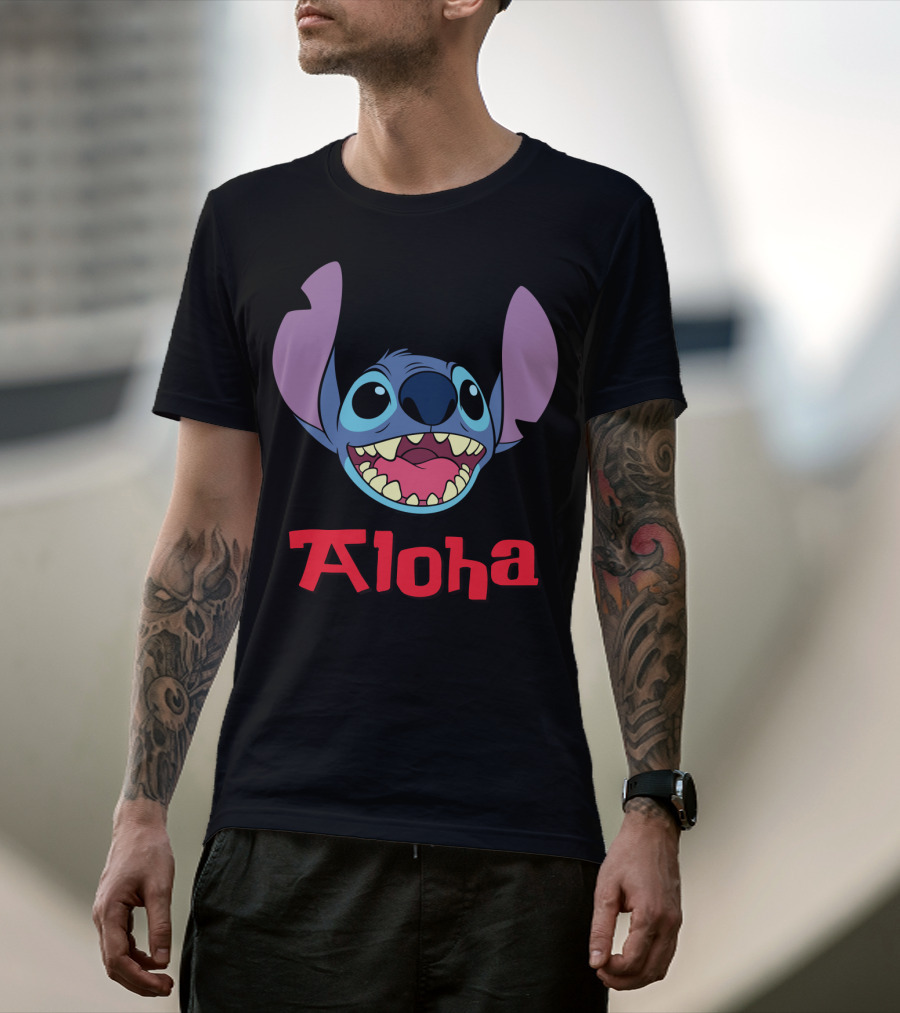 Lilo And Stitch Aloha Stitch Iconic Blue Character Smile T-Shirt