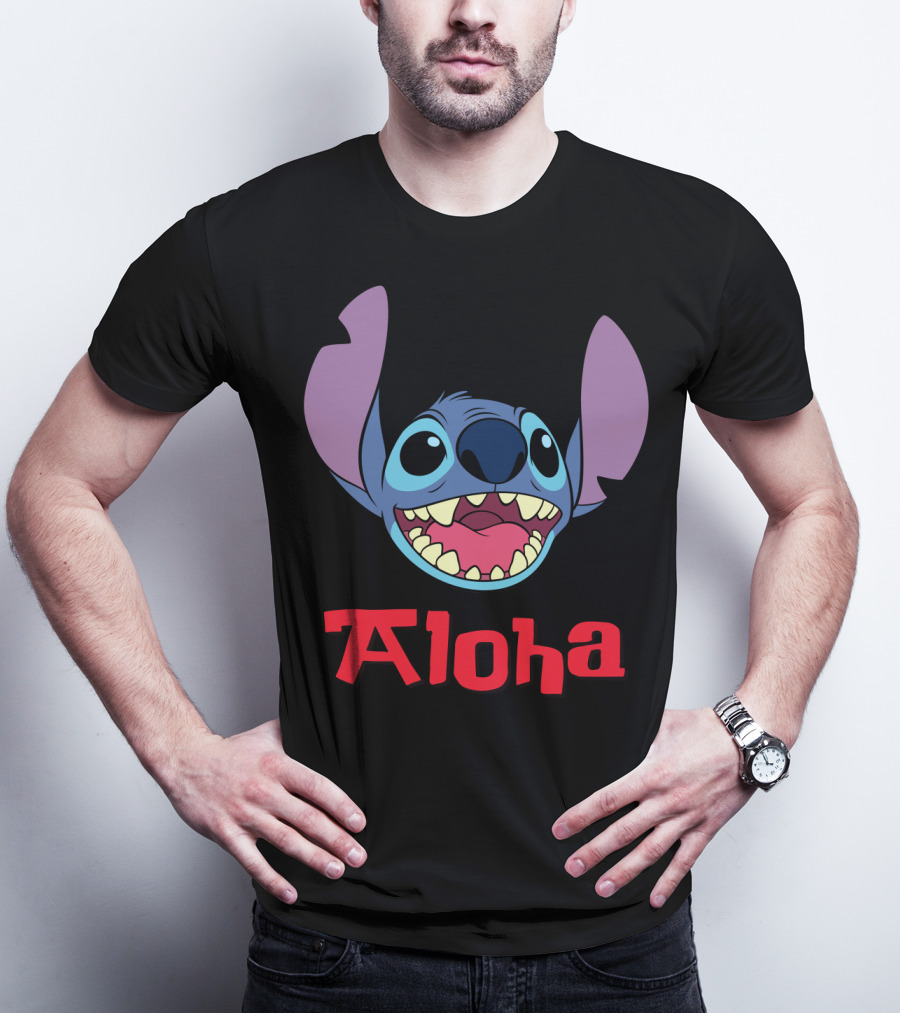 Lilo And Stitch Aloha Stitch Iconic Blue Character Smile T-Shirt