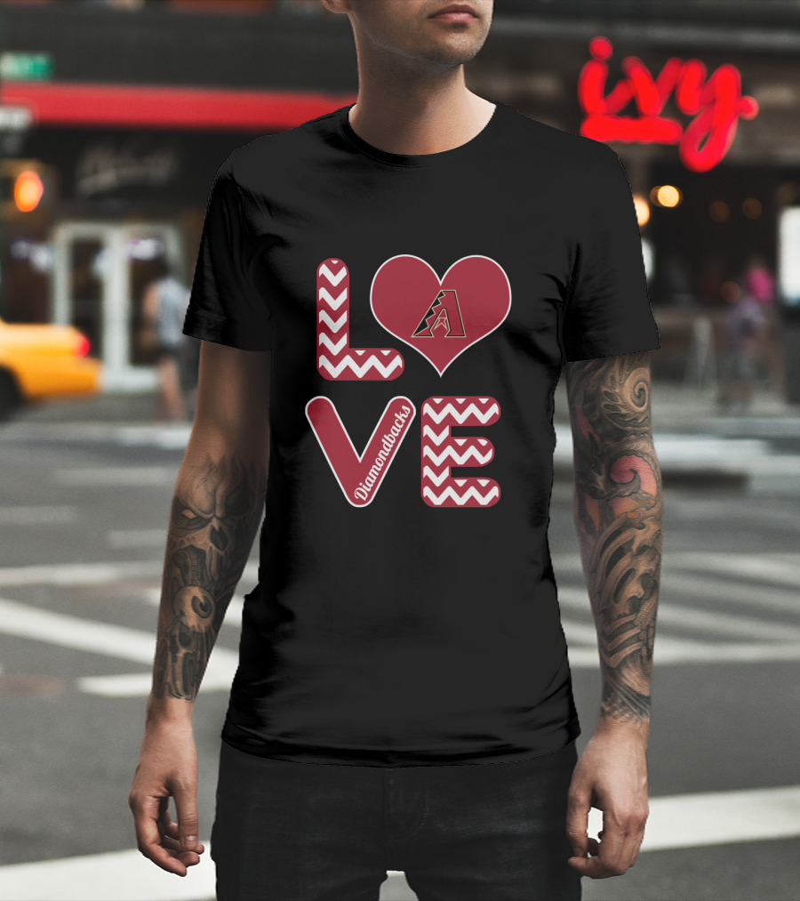 Love Diamondbacks Chevron Heart Arizona Baseball Fans T-Shirt