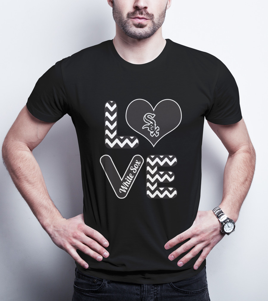 Love Chicago White Sox Heart Logo Baseball Fans T-Shirt