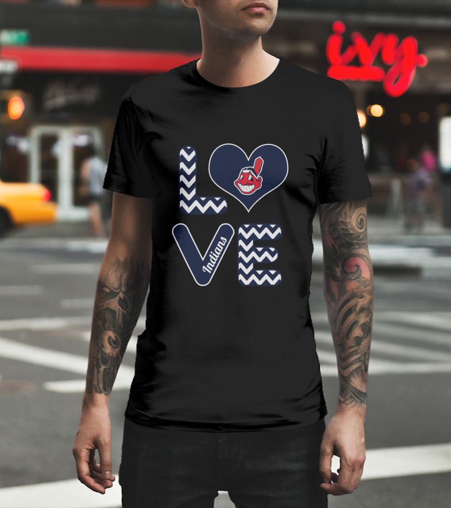 Love Heart Chevron Indians Fan Baseball Cleveland T-Shirt