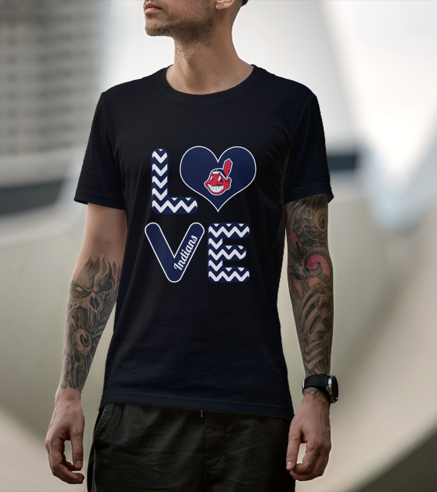 Love Heart Chevron Indians Fan Baseball Cleveland T-Shirt