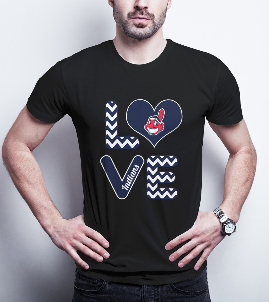 Love Heart Chevron Indians Fan Baseball Cleveland T-Shirt