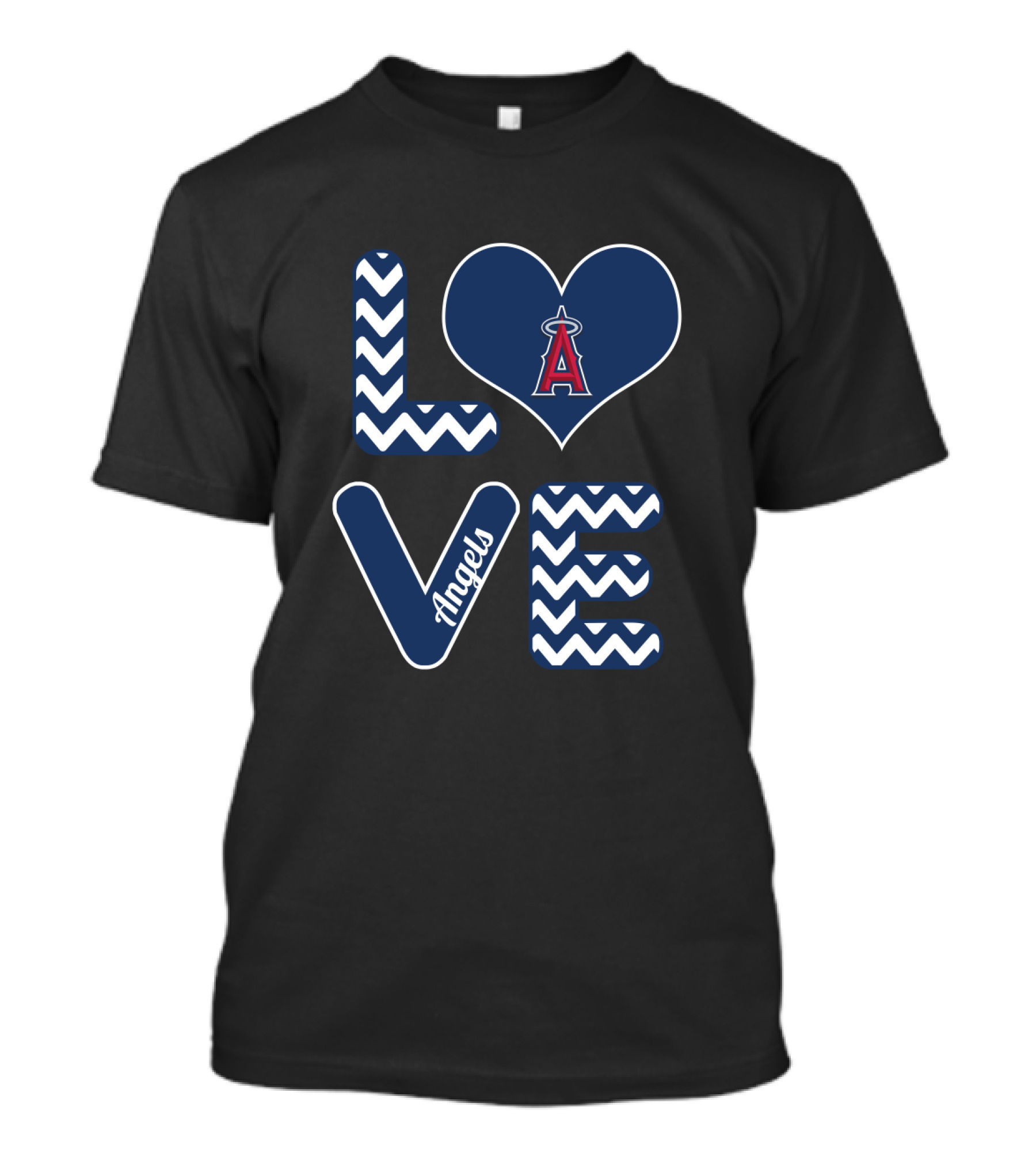 Love Angels Heart Chevron Design For Los Angeles Baseball Fans T-Shirt