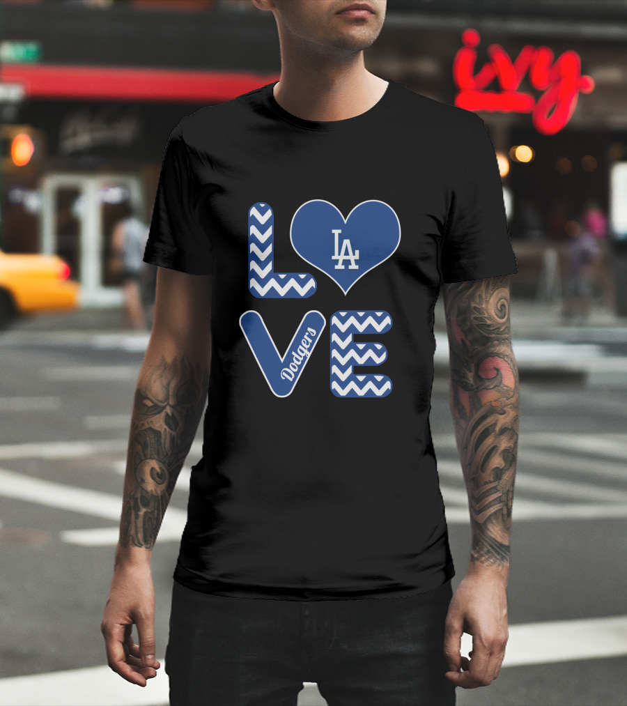 Los Angeles Dodgers Heart Love Pattern Fans Baseball T-Shirt