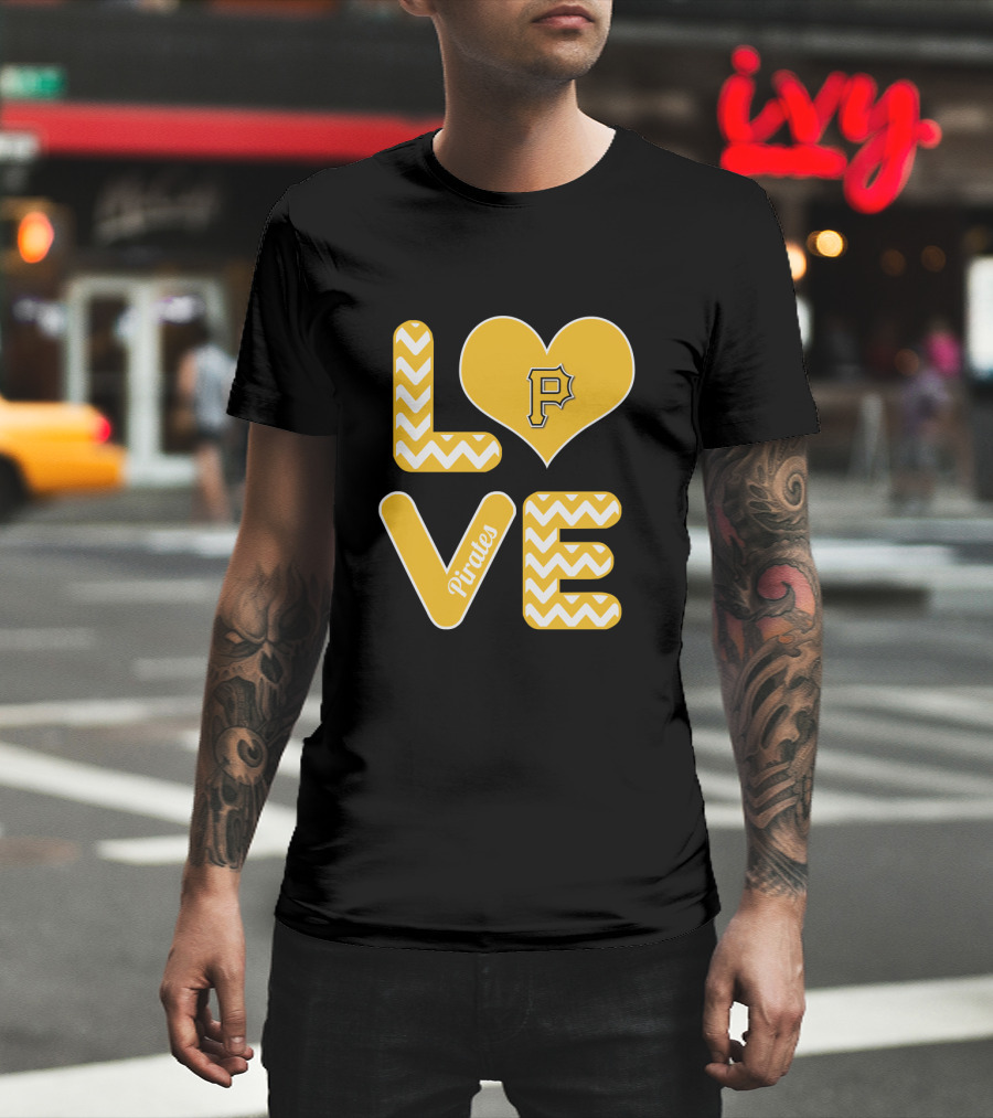 Love Pittsburgh Pirates Heart Design For Fans Baseball T-Shirt