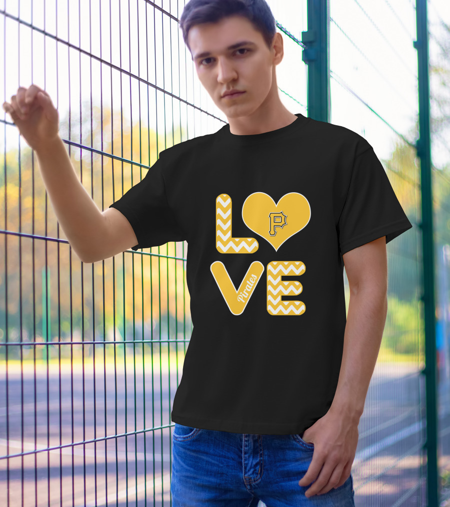 Love Pittsburgh Pirates Heart Design For Fans Baseball T-Shirt