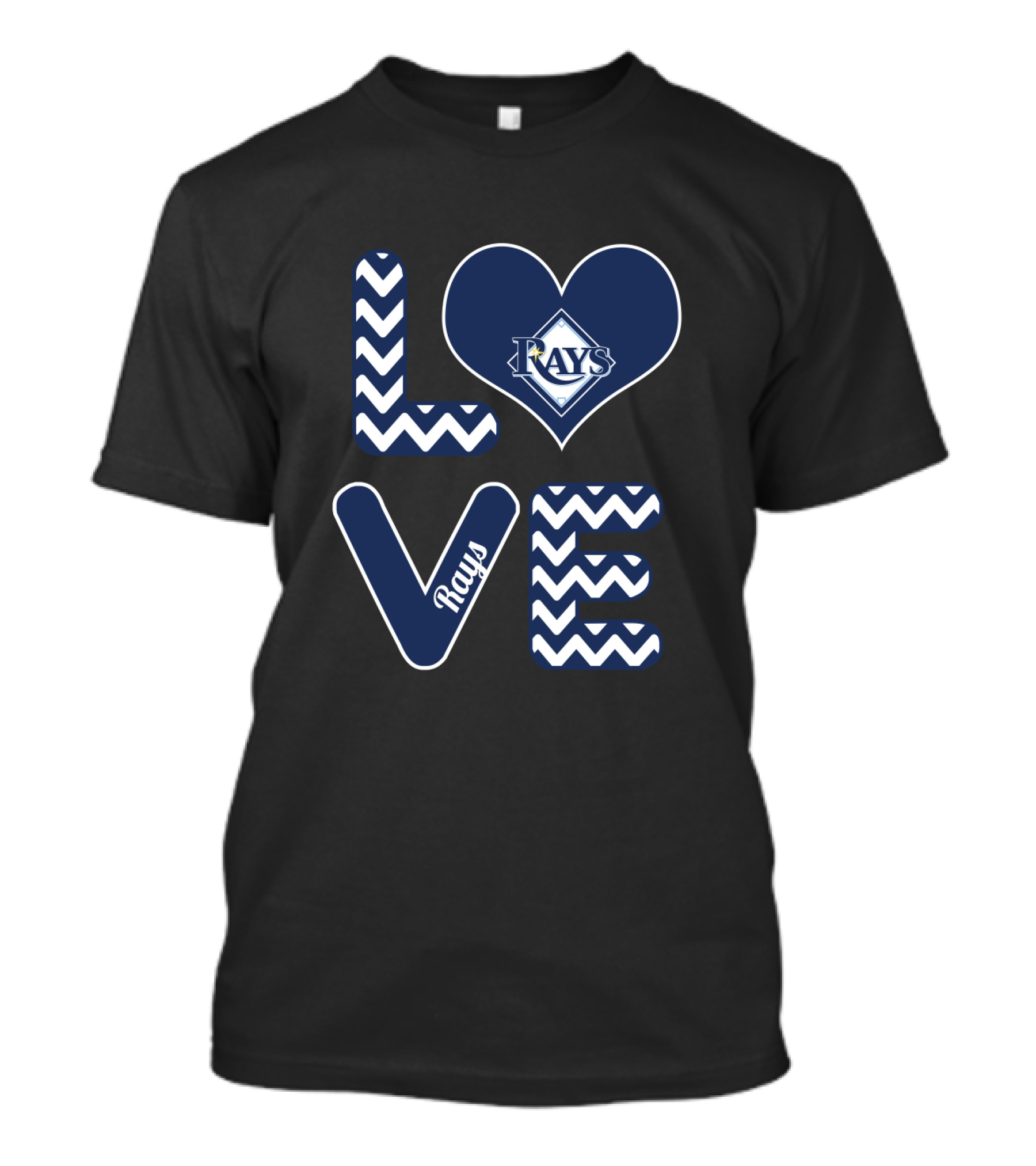 Love Tampa Rays Fans Heart Baseball Chevron T-Shirt
