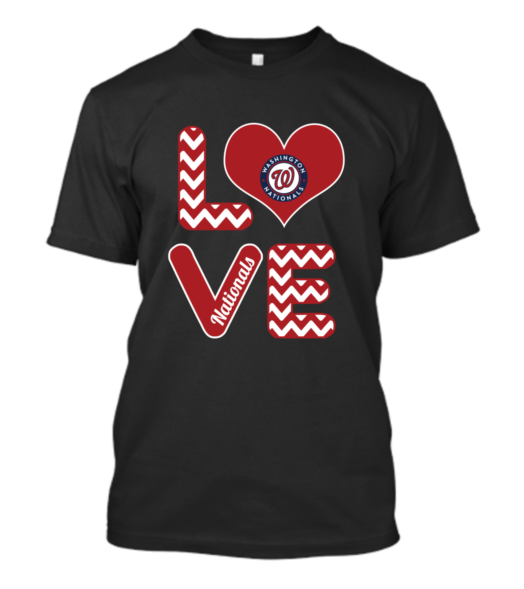Love Washington Nationals Heart Pattern Logo Fans Baseball T-Shirt