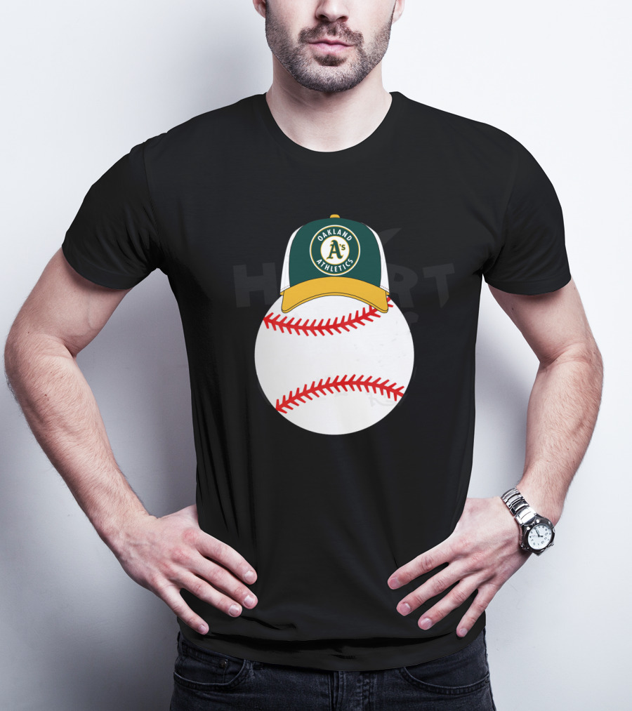 Oakland Athletics Baseball With Mickey Mouse Ears Hat T-Shirt