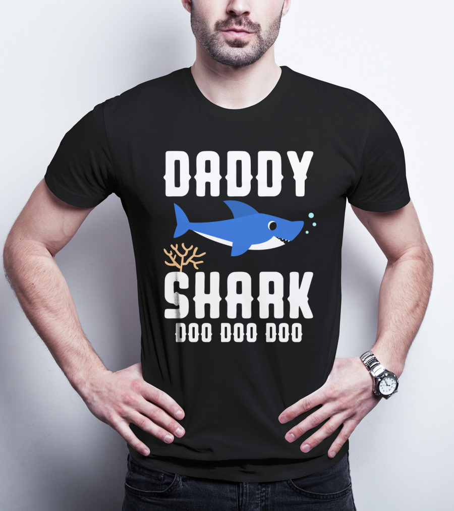 Daddy Shark Doo Doo Doo From Son Daughter Family Gift T-Shirt