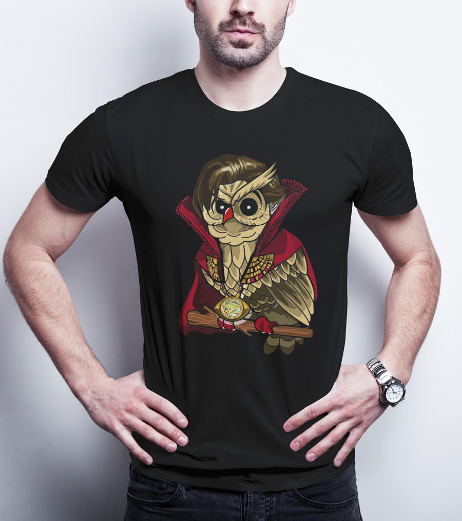 Dr. Strange Owl Parody Cape And Amulet Creative Superhero Fusion T-Shirt