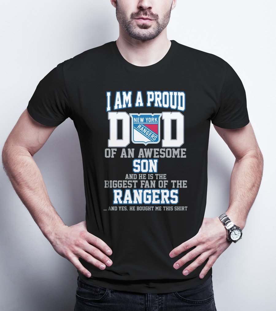 Proud Dad Of Awesome Son Biggest Fan New York Rangers T-Shirt