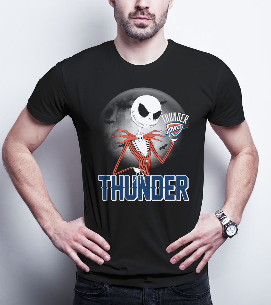 Jack Thunder Halloween Oklahoma City Okc Fan Moon Bats T-Shirt