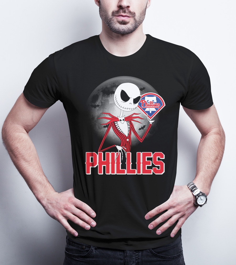 Phillies Halloween Moon Jack Skellington Crossover T-Shirt
