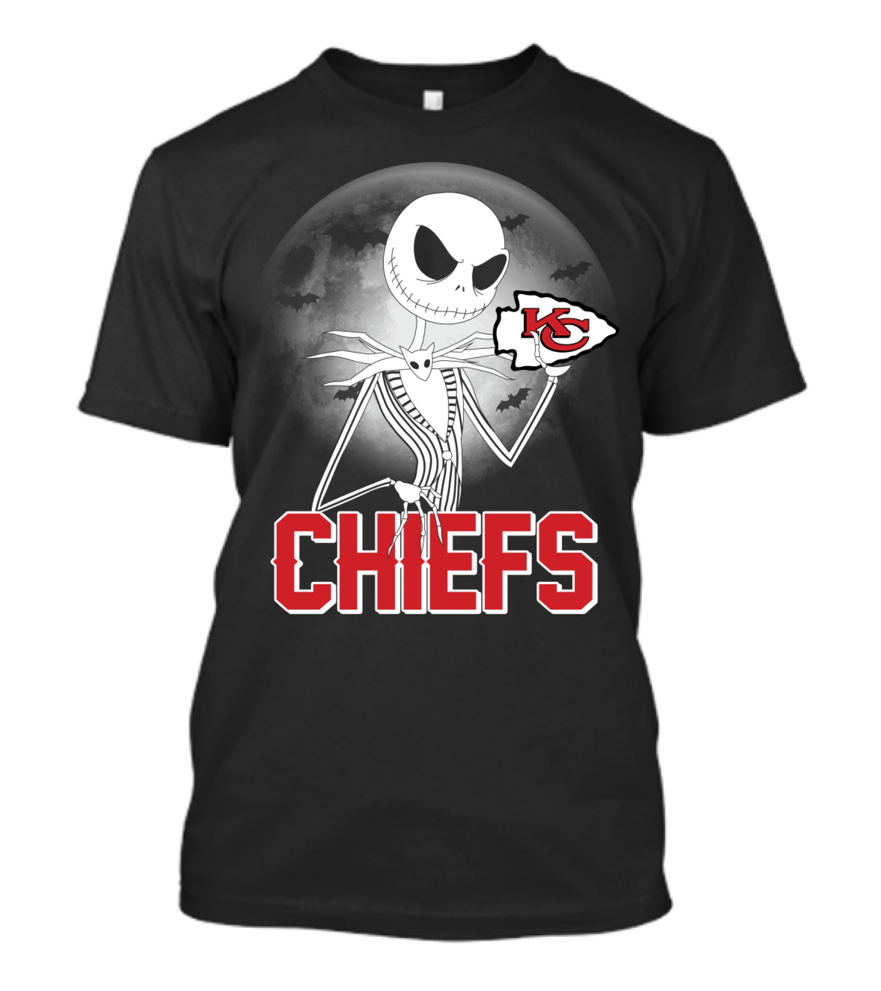 Jack Skellington Kansas City Chiefs Halloween Moon T-Shirt