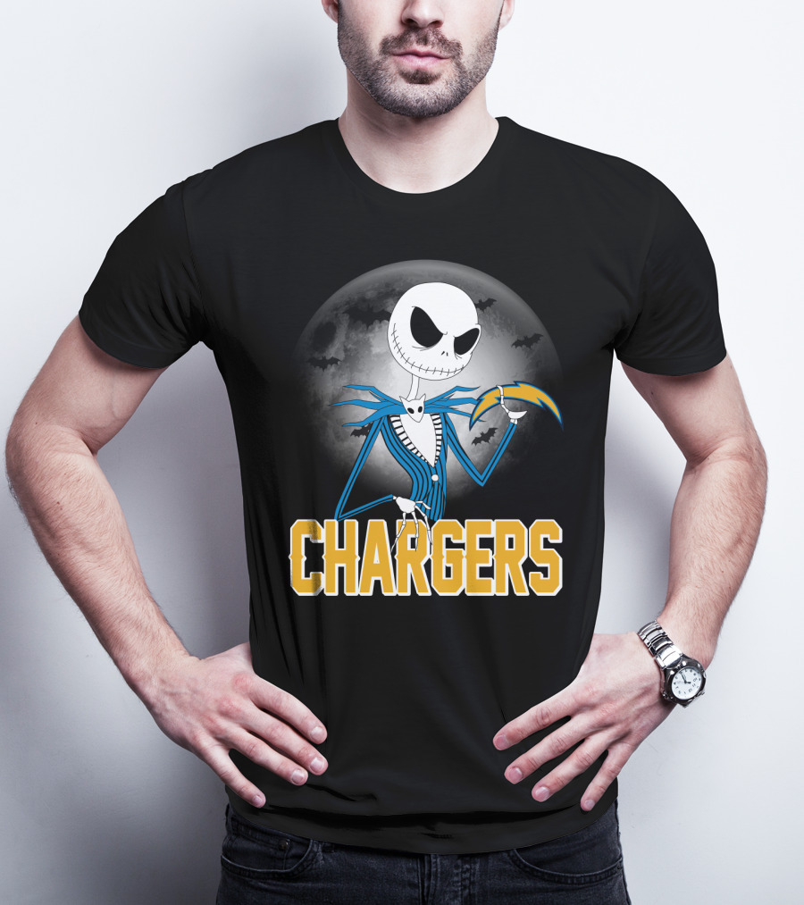 Jack Skellington Halloween Los Angeles Chargers Moonlight T-Shirt