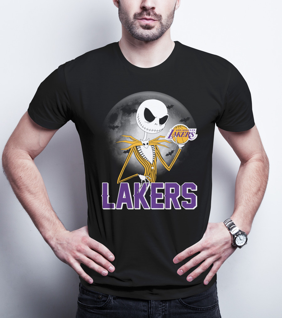 Jack Skellington Lakers Halloween Los Angeles Nba Crossover T-Shirt