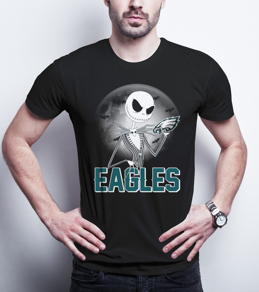 Jack Skellington Eagles Halloween Philadelphia Football Fan Gear T-Shirt