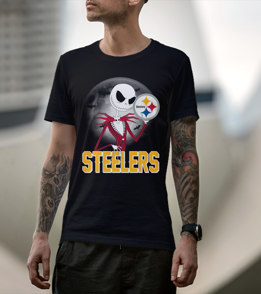 Jack Skellington Steelers Halloween Moon T-Shirt