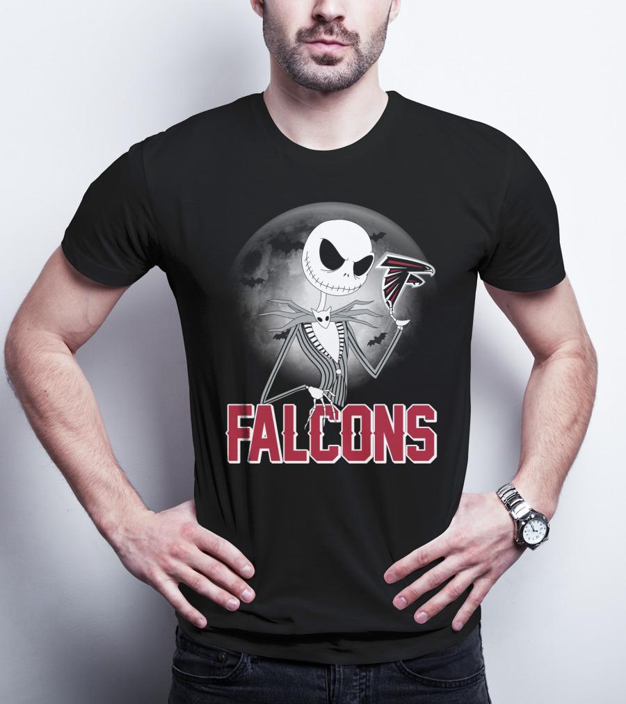 Jack Skellington Halloween Atlanta Falcons Moon T-Shirt