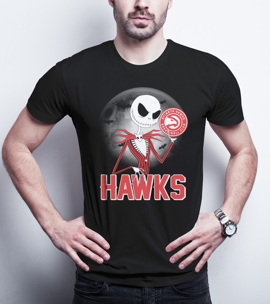 Atlanta Hawks Basketball Club Jack Skellington Halloween Hawks T-Shirt