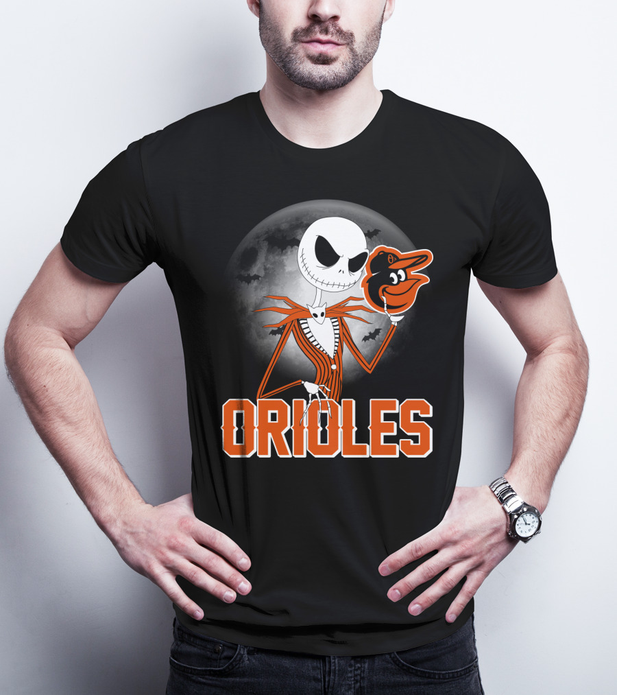 Jack Skellington Halloween Orioless Moon Bat T-Shirt