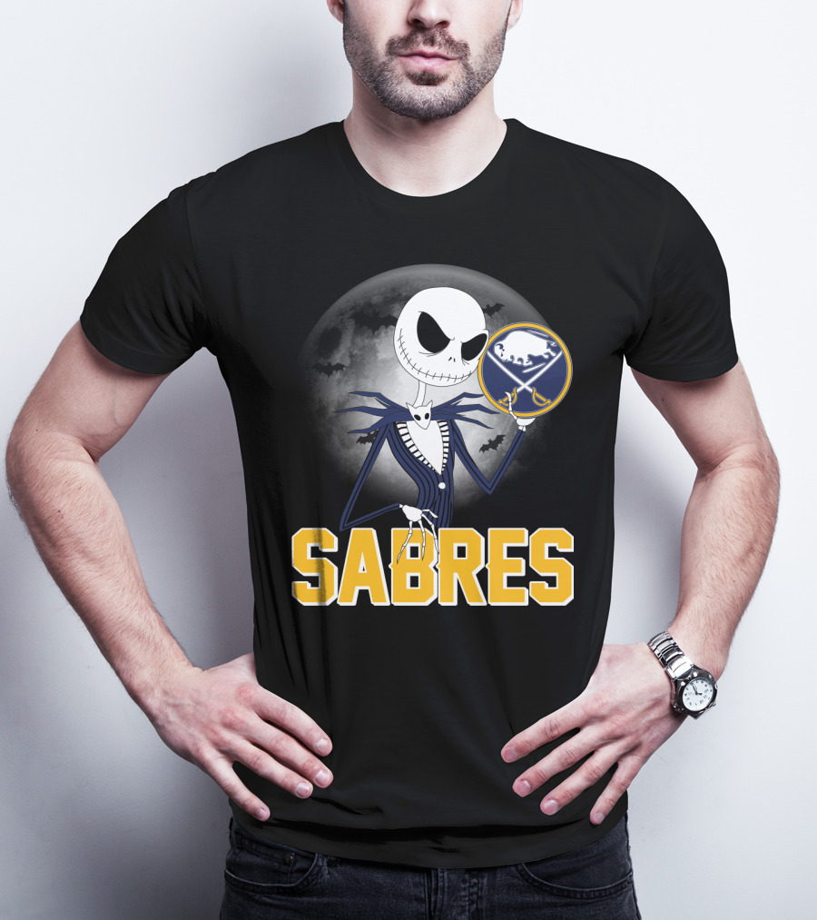 Sabres Jack Skellington Halloween Buffalo Moon Scene T-Shirt