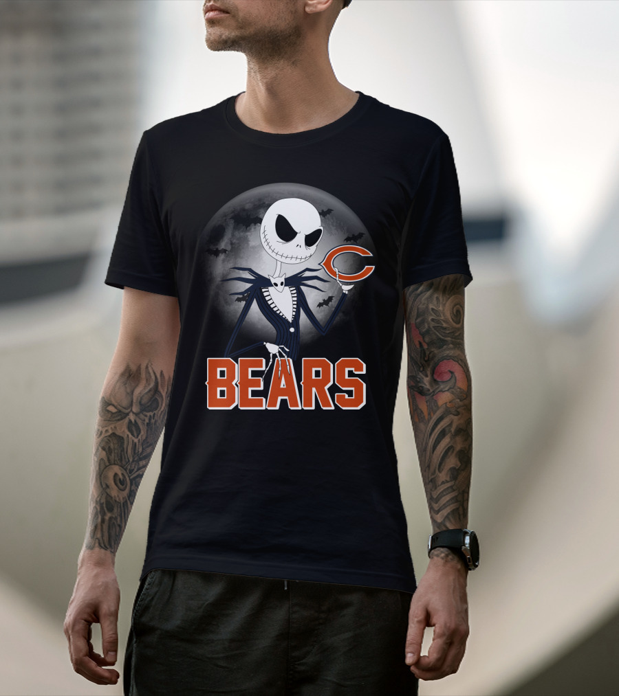 Jack Skellington Chicago Bears Halloween Moon T-Shirt