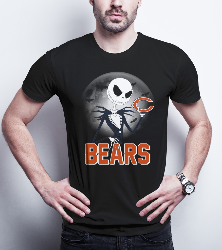 Jack Skellington Chicago Bears Halloween Moon T-Shirt
