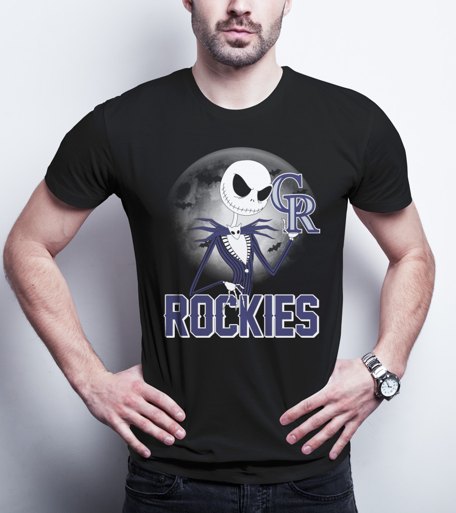 Jack Skellington Halloween Colorado Rockies Moon T-Shirt