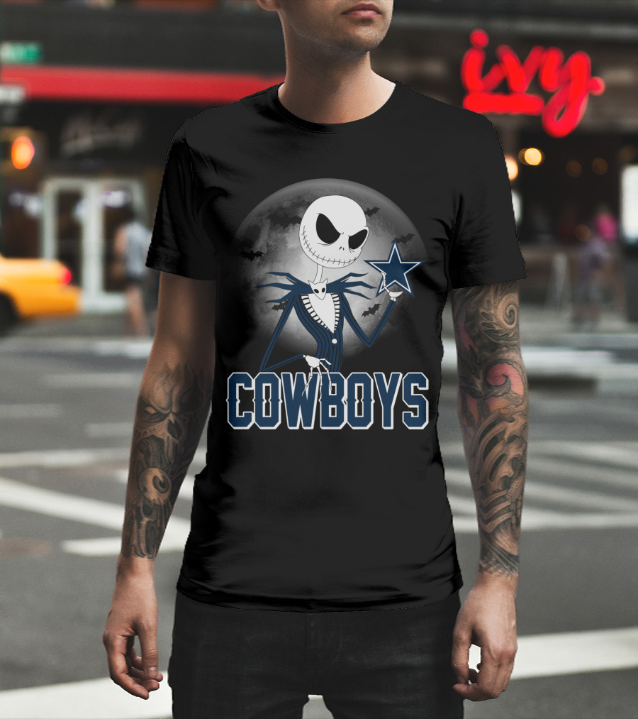 Jack Skellington Cowboys Halloween Moon Dallas Star T-Shirt