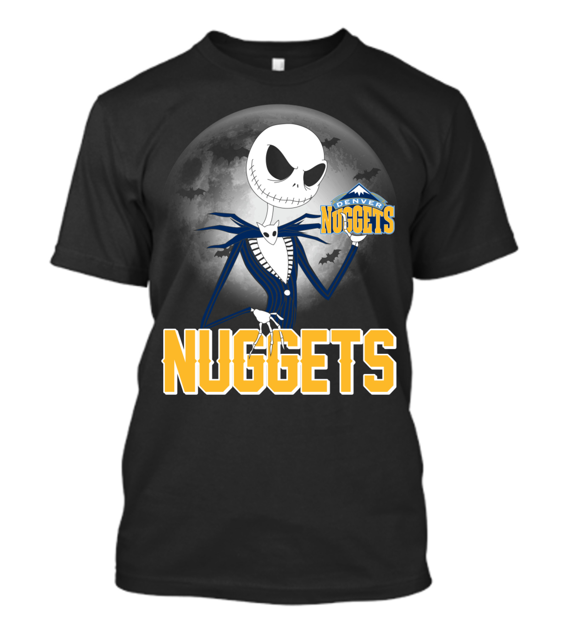 Jack Skellington Denver Nuggets Halloween Moon Bats T-Shirt