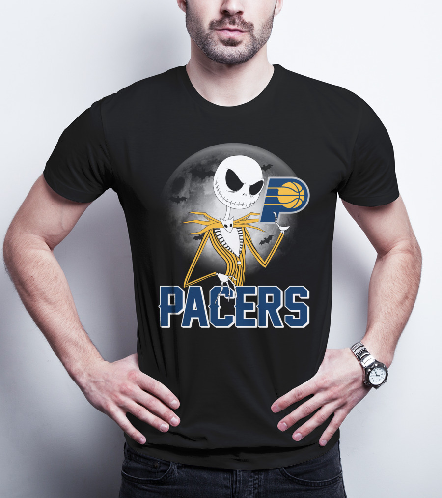 Jack Skellington Halloween Indiana Pacers Basketball Moon Bats T-Shirt
