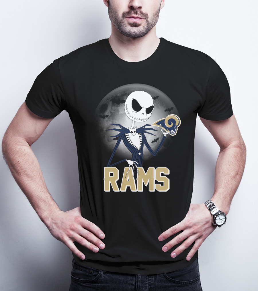 Jack Skellington Halloween Rams Moon Logos T-Shirt