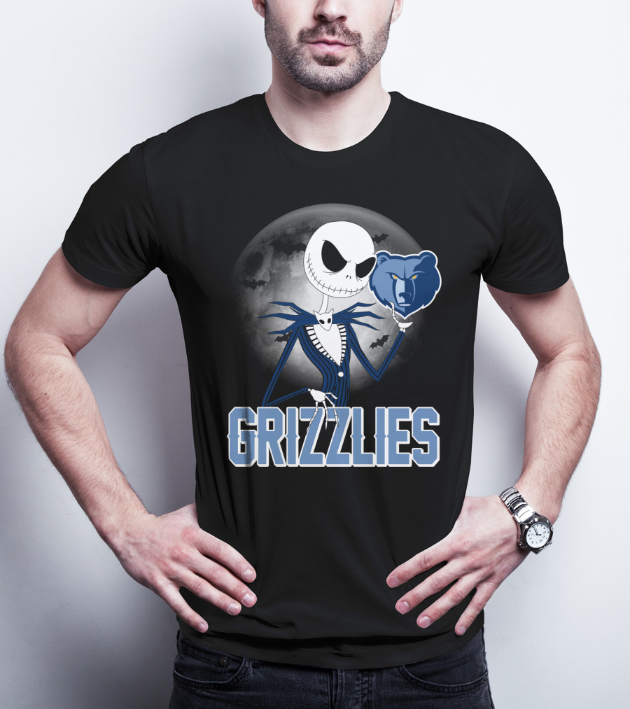 Jack Skellington Grizzlies Halloween Moon T-Shirt