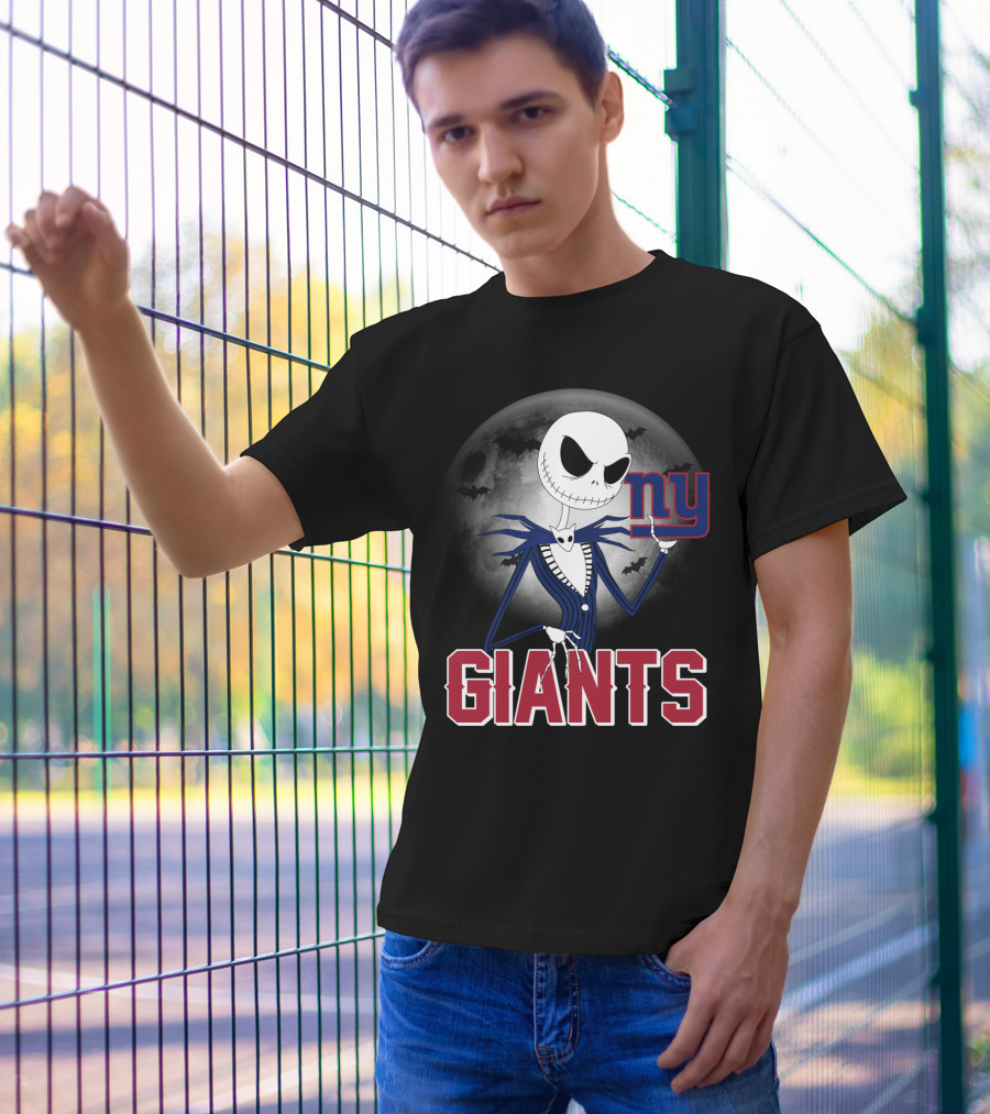 Jack Skellington New York Giants Halloween Moon T-Shirt
