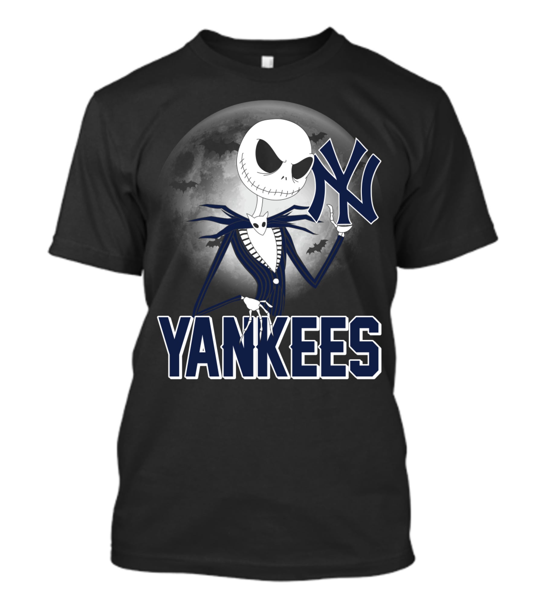 Jack Skellington Yankees Halloween Moon Sports Mashup T-Shirt
