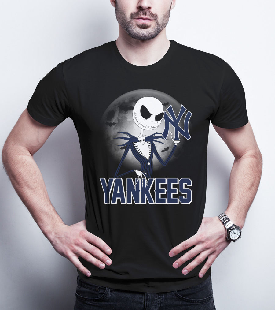 Jack Skellington Yankees Halloween Moon Sports Mashup T-Shirt