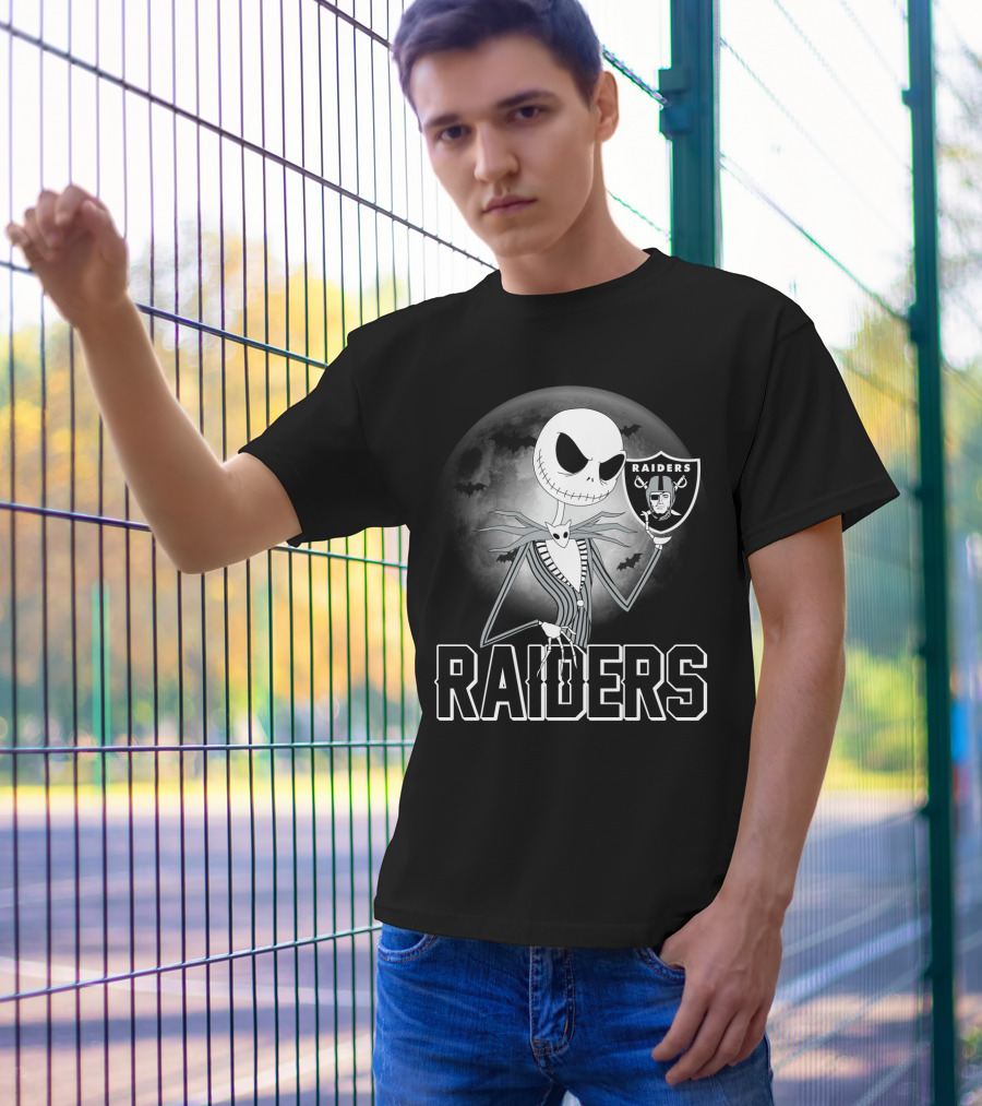 Jack Skellington Raiders Halloween Moon T-Shirt