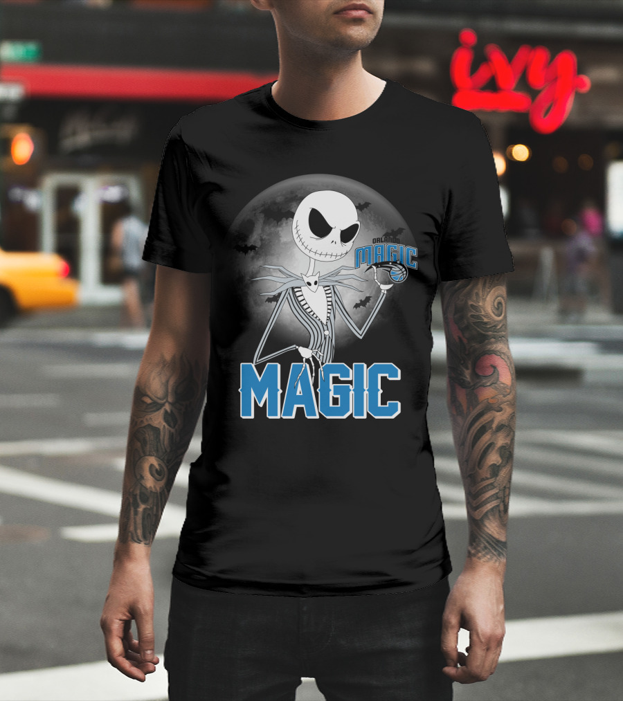Jack Skellington Orlando Magic Halloween Moon Bats T-Shirt