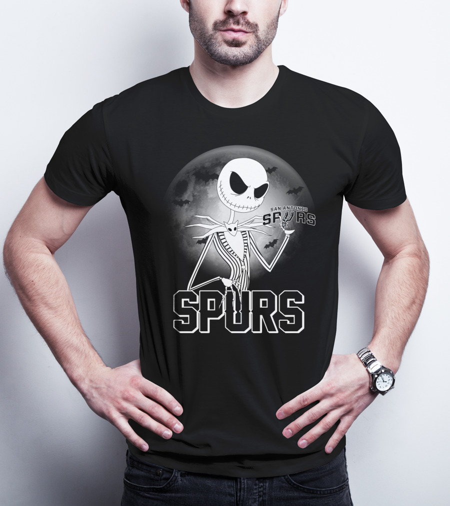 Jack Skellington San Antonio Spurs Halloween Moon Bats T-Shirt