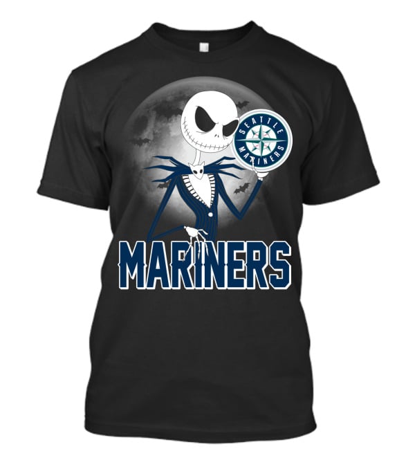 Seattle Mariners Jack Skellington Halloween Moon T-Shirt