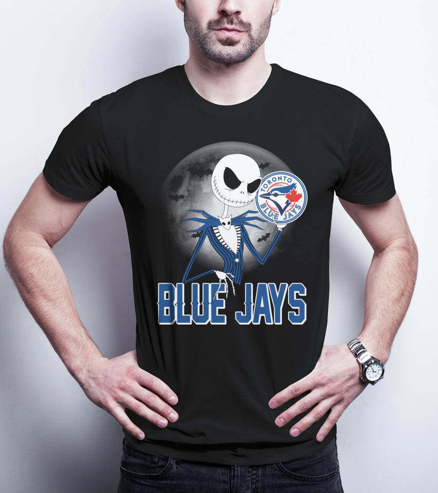 Jack Skellington Toronto Blue Jays Halloween Moon Bats T-Shirt