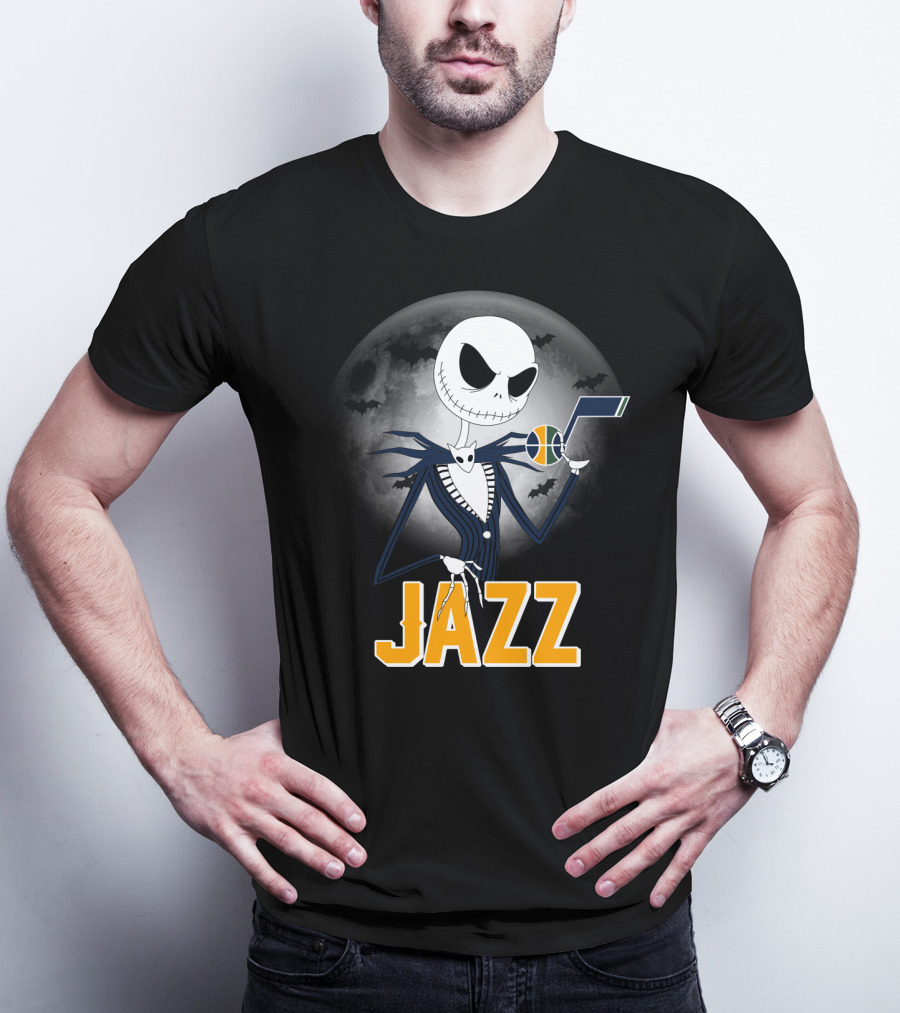 Jack Skellington Halloween Utah Jazz Moonlit Fans T-Shirt