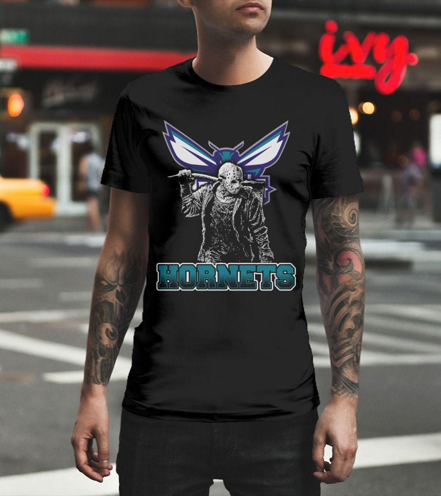 Charlotte Hornets Jason Voorhees Crossover Fan Mashup T-Shirt