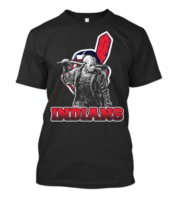 Jason Voorhees With Indians Logo And Cleaver T-Shirt
